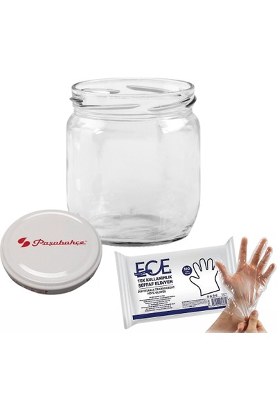 Paşabahçe 425 cc Kapaklı Cam Kavanoz 20'li - Ece 100'LÜ Şeffaf Eldiven Hediyelidir !