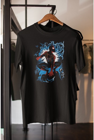NetStyle Multiverse Spider Baskılı Siyah Kısa Kollu Tişört