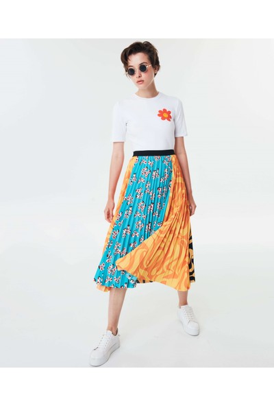 Twist Karışık Desen Piliseli Etek