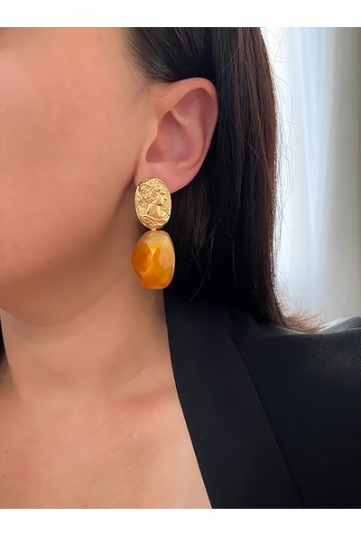 Sgaccessory Gold Etnik Desen Turuncu Taşlı Kadın Küpe Sgaccessory Gold Etnik Desen Turuncu Taşlı Kadın Küpe