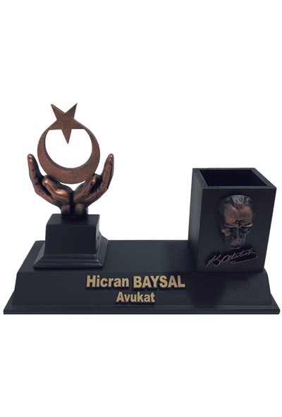 Sentez Türk Bayrağı Temalı Biblo Kalemlik Masa Üstü Isimlik