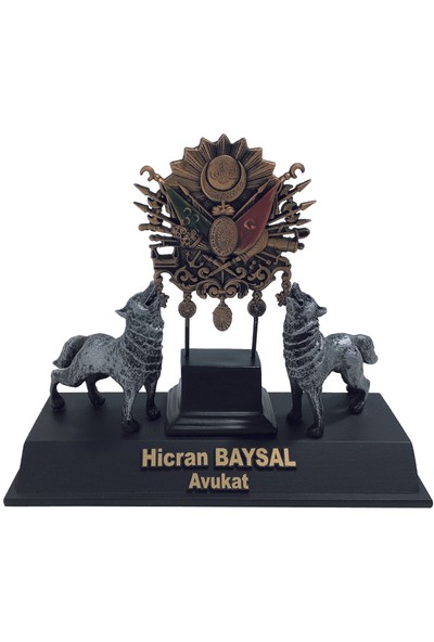 Sentez Osmanlı Arması Biblo Uluyan Kurt Masa Isimliği Sentez Osmanlı Arması Biblo Uluyan Kurt Masa Isimliği