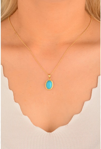 Cebeci 14 Ayar Firuze Taşlı Kolye Ucu Cebeci 14 Ayar Firuze Taşlı Kolye Ucu