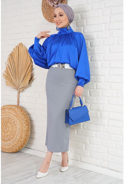 Markosin Kadın Bel Lastikli Likralı Kalem Etek PA604