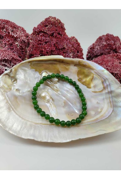 Doğal Taş Delisi Yeşim Doğal Taş Bileklik (6 mm)
