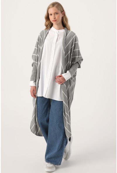 ALLDAY Çizgili Yarasa Kol Triko Hırka