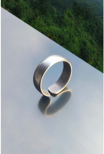 The Gifts Mat Gümüş Kaplama Sade Halka Şövalye Ayarlanabilir Yüzük