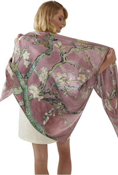 Deriderim Pembe Van Gogh Almond Blossoms Ipek Şal Deriderim Pembe Van Gogh Almond Blossoms Ipek Şal