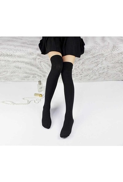Daily Fashion Daily Düz Siyah Dizüstü Çorap Daily Fashion Daily Düz Siyah Dizüstü Çorap