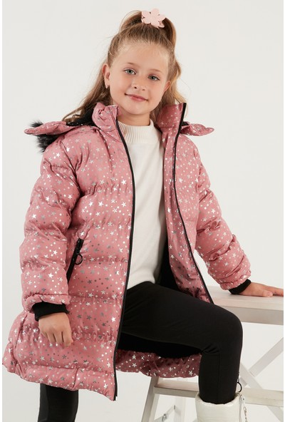 Lela Yakası Suni Kürklü Yıldız Desenli Çıkarılabilir Kapüşonlu Peluş Astarlı Kışlık Mont Kız Çocuk Mont 5760031 Lela Yakası Suni Kürklü Yıldız Desenli Çıkarılabilir Kapüşonlu Peluş Astarlı Kışlık Mont Kız Çocuk Mont 5760031
