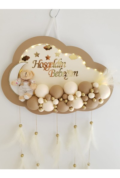 Halise Derin Kapı Süsü Ledli Bubble Ayıcıklı Ahşap Bulut Pano Halise Derin Kapı Süsü Ledli Bubble Ayıcıklı Ahşap Bulut Pano