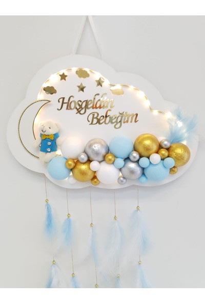 Halise Derin Kapı Süsü Ledli Bubble Ayıcıklı Ahşap Bulut Pano Halise Derin Kapı Süsü Ledli Bubble Ayıcıklı Ahşap Bulut Pano