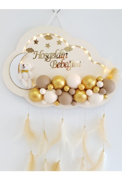 Halise Derin Kapı Süsü Ledli Bubble Ayıcıklı Ahşap Bulut Pano Halise Derin Kapı Süsü Ledli Bubble Ayıcıklı Ahşap Bulut Pano