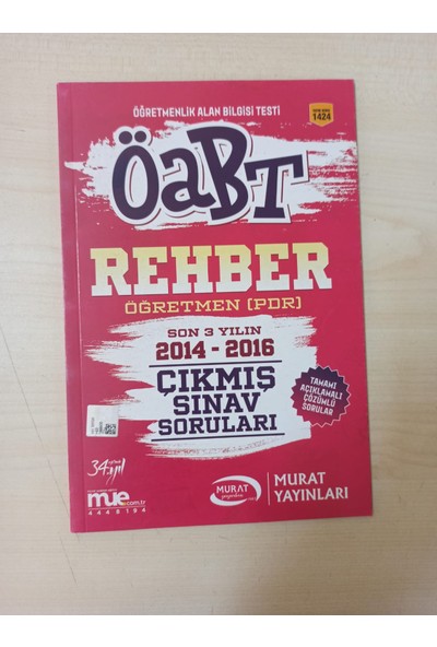 Murat Yayınları ÖABT Rehber Öğretmen Çıkmışsınav Soruları Murat Yayınları ÖABT Rehber Öğretmen Çıkmışsınav Soruları
