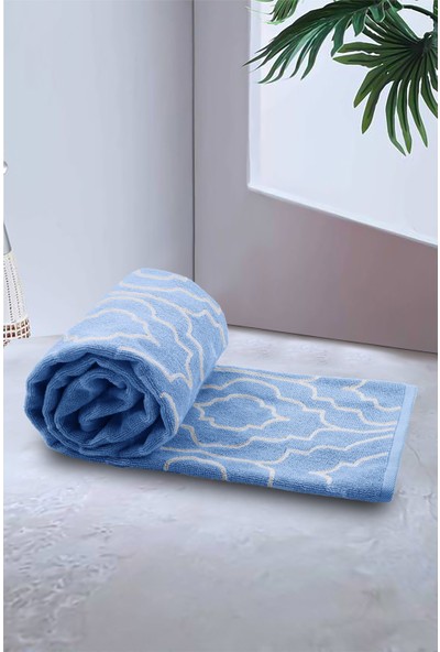 Özdilek 70 x 140 Pamuk Açık Mavi Beyaz Banyo Havlusu