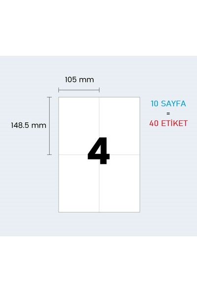 Etkin Etiket A4 Etiket Kendinden Yapışkanlı Lazer Etiket 105 x 148,5 mm Etkin Etiket A4 Etiket Kendinden Yapışkanlı Lazer Etiket 105 x 148,5 mm
