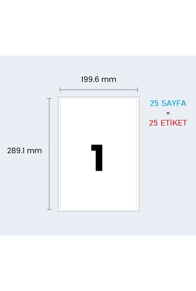 Etkin Etiket A4 Etiket Kendinden Yapışkanlı Lazer Etiket 199,6 x 289,1 mm Etkin Etiket A4 Etiket Kendinden Yapışkanlı Lazer Etiket 199,6 x 289,1 mm