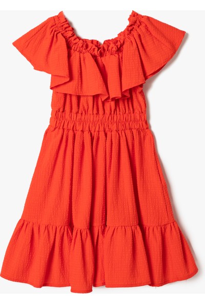 Koton Düşük Omuz Fırfırlı Elbise