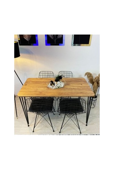 MRD Design 60 x 120 Çam Yemek, Mutfak, Solan Masa Takımı 4 Adet Tel Sandalye MRD Design 60 x 120 Çam Yemek, Mutfak, Solan Masa Takımı 4 Adet Tel Sandalye