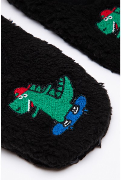 Penti Siyah Erkek Çocuk Skater Dino Patik Çorap