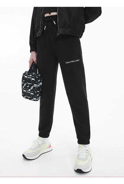 Calvin Klein Dar Paça Siyah Kız Çocuk Eşofman Altı IG0IG01509