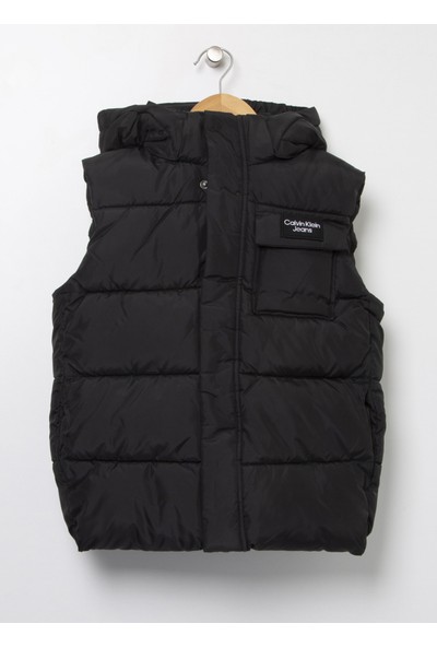 Calvin Klein Düz Siyah Erkek Çocuk Yelek IU0IU00299