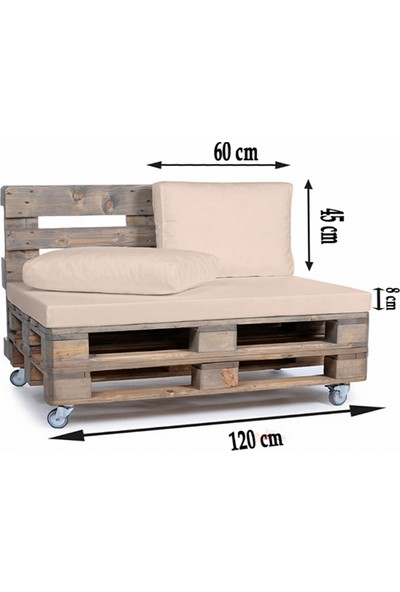 Evben Palet Minderi / Bahçe Minderi + 2'li Kırlent