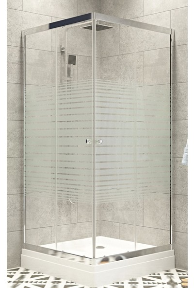 Durul Duşakabin 100 x 100 cm Kare Çizgili Duşakabin + Duş Teknesi H:200 cm