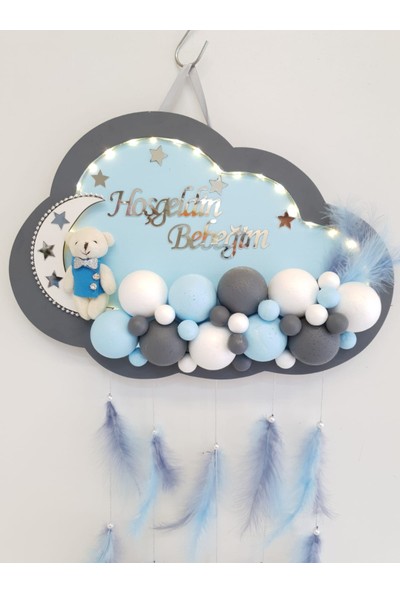 Halise Derin Kapı Süsü Ledli Bubble Ayıcıklı Ahşap Bulut Pano Halise Derin Kapı Süsü Ledli Bubble Ayıcıklı Ahşap Bulut Pano