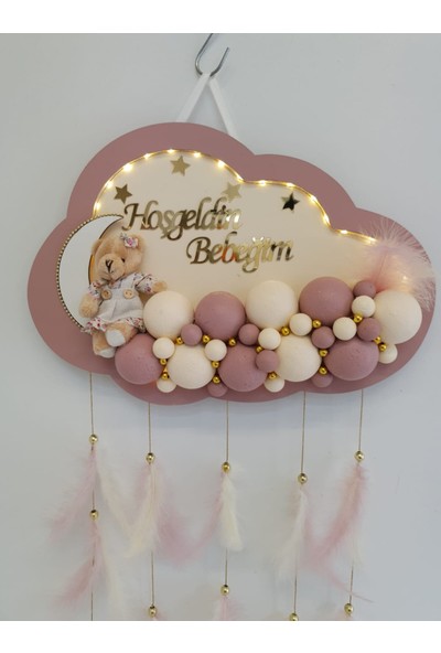 Halise Derin Kapı Süsü Ledli Bubble Ayıcıklı Ahşap Bulut Pano Halise Derin Kapı Süsü Ledli Bubble Ayıcıklı Ahşap Bulut Pano