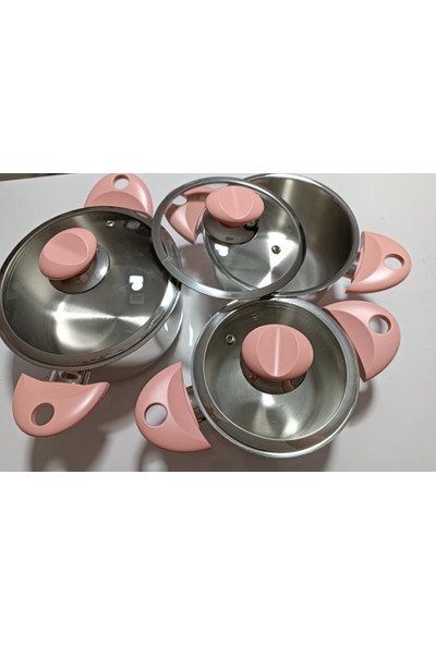 Evimsaray 6 Parça Mini Set Tencere Pembe Evimsaray 6 Parça Mini Set Tencere Pembe
