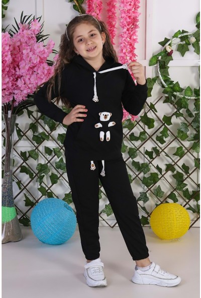 MNK Kapşonlu Cepli Ayıcıklı Çocuk Eşofman