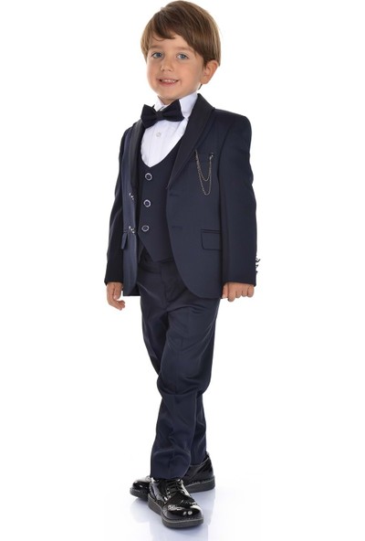 Ceketli Yelekli Erkek Çocuk Damatlık Takım Elbise