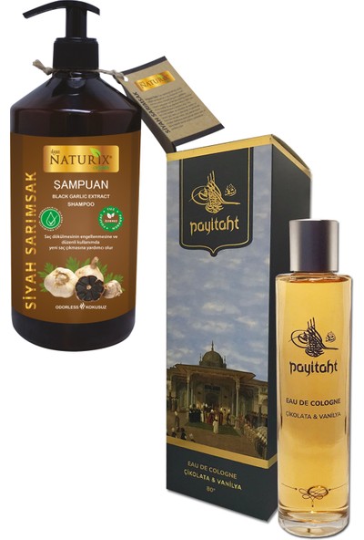 Payitaht Osmanlı Koku Serisi Çikolata & Vanilya Kolonyası + Siyah Sarımsak Özlü 600 ml Saç Bakım Şampuanı Payitaht Osmanlı Koku Serisi Çikolata & Vanilya Kolonyası + Siyah Sarımsak Özlü 600 ml Saç Bakım Şampuanı
