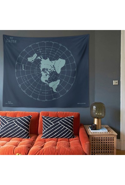 Wallhang Flat Earth Map Duvar Örtüsü 150 x 130 cm