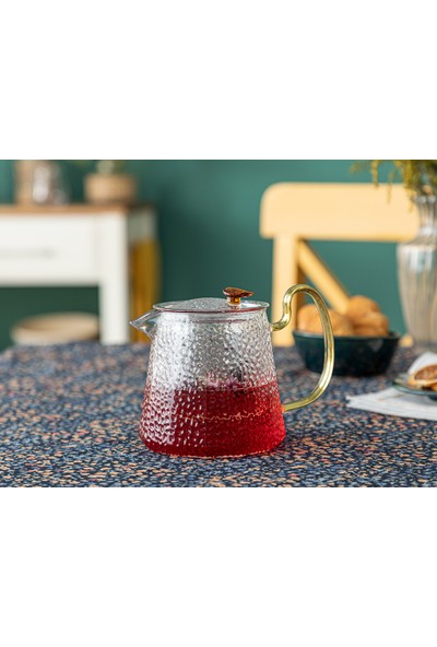 English Home Crystal Bird Borosilikat Süzgeçli Demlik 800 ml Şeffaf