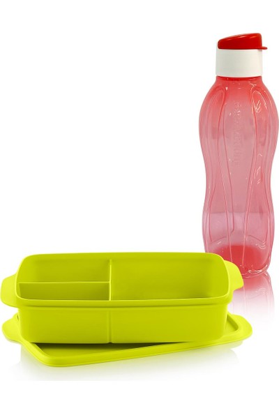 Tupperware Eco Şişe Suluk 750ML Kor Pırıltı & Bölmeli Beslenme Kutusu 1l Yeşil Set Tupperware Eco Şişe Suluk 750ML Kor Pırıltı & Bölmeli Beslenme Kutusu 1l Yeşil Set