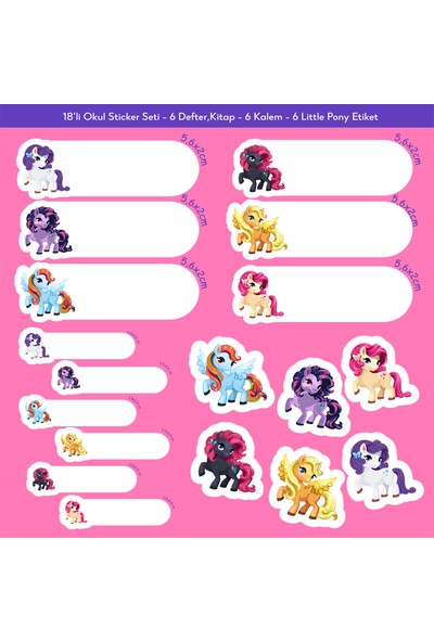 Dijital Okul Defter - Kalem Sticker Seti Little Pony 18'li Dijital Okul Defter - Kalem Sticker Seti Little Pony 18'li