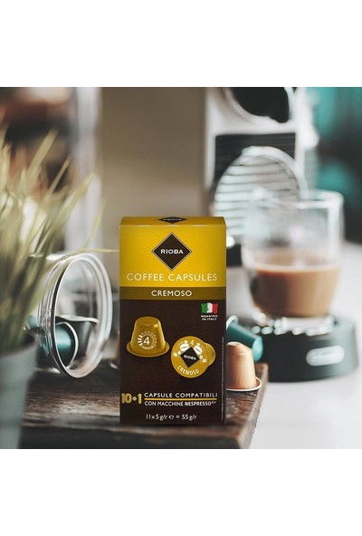 Rioba Kapsül Kahve Cremoso Şekersiz Kakao ve Kahvenin Buluşması 11 Kapsül