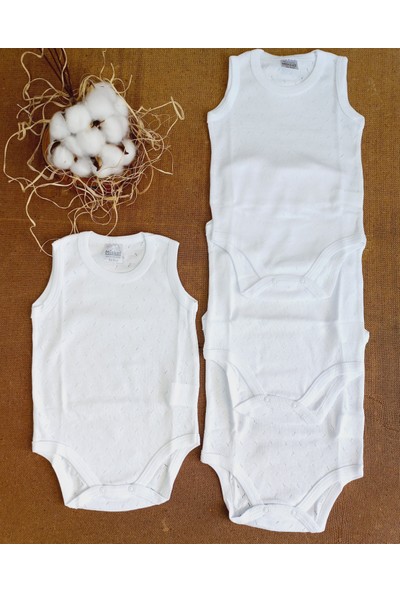 Miya Kids World Jakarlı Cıtcıtlı Bady Bebek 4lü Set Yenidoğan (Beyaz)