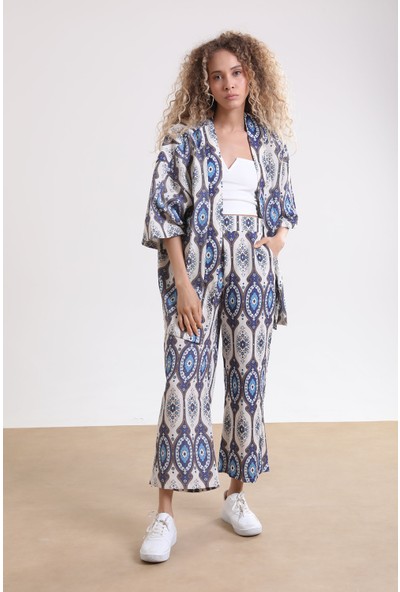 Rays Desenli Keten Takım Mavi