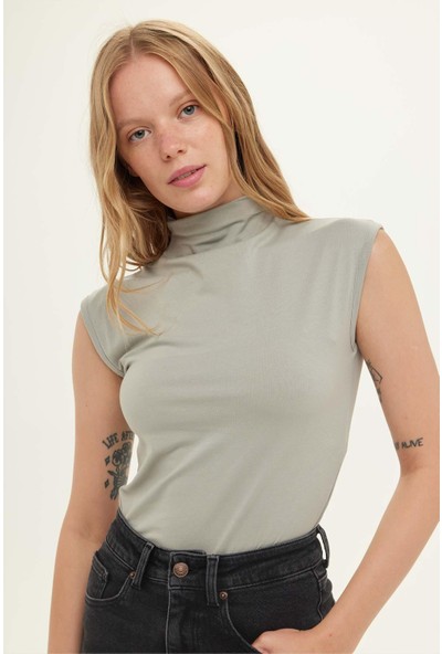 Manuka Sıfır Kol Likralı Body Gri