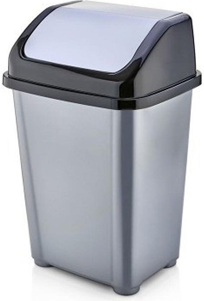 Sas Pratik Kapak Çöp Kovası Plastik Gri 5 Litre