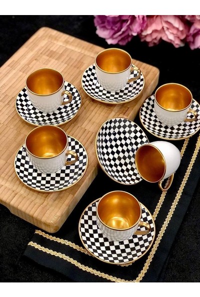 Roy Kıng Square 6 Lı Türk Kahve Fincan Takımı Frm 079 Roy Kıng Square 6 Lı Türk Kahve Fincan Takımı Frm 079