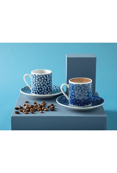 English Home Rayne Porselen 2'li Kahve Fincan Takımı 80 ml Lacivert English Home Rayne Porselen 2'li Kahve Fincan Takımı 80 ml Lacivert