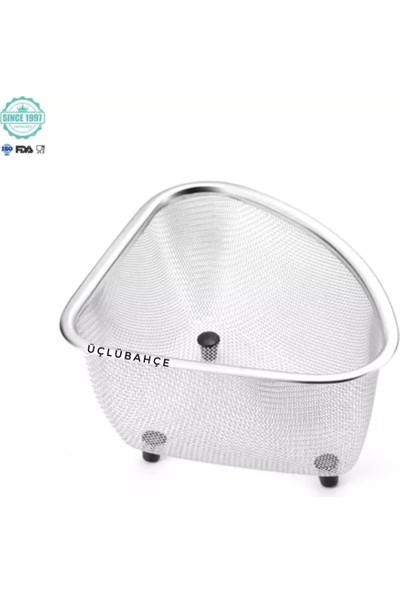 Üçlübahçe Paslanmaz Çelik Ayaklı Lavabo Çöp Süzgeci 18 x 13 x 10 cm Lavabo Süzgeç