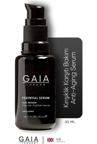 Gaia London Anti-Wrinkle & Anti Aging Yaşlanma ve Kırışıklık Karşıtı, Nemlendirici Etkili Essential Serum 30 ml Gaia London Anti-Wrinkle & Anti Aging Yaşlanma ve Kırışıklık Karşıtı, Nemlendirici Etkili Essential Serum 30 ml