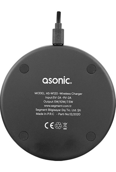 Emr AS-W120 Hızlı 10W Masa Üstü Siyah Kablosuz Şarj Cihazı