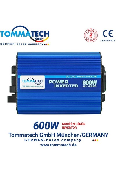 Tommatech 600 W 12 V / 220V Çevirici Invertör Tommatech 600 W 12 V / 220V Çevirici Invertör