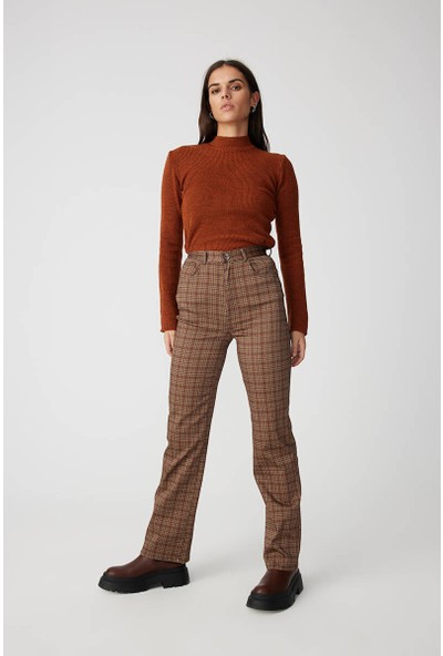 Be Blue Ekose Desen Vintage Pantolon